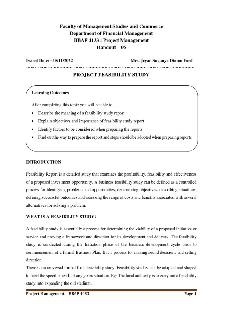 Feasibility Study | PDF | Feasibility Study | Project Management