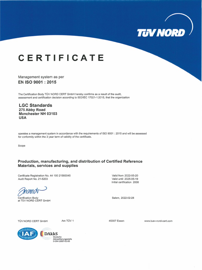 Manc Tuv Iso 9001-2019 | PDF