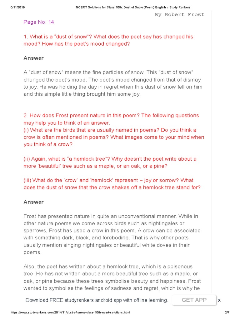 03 Dust of Snow (Poem) English | PDF