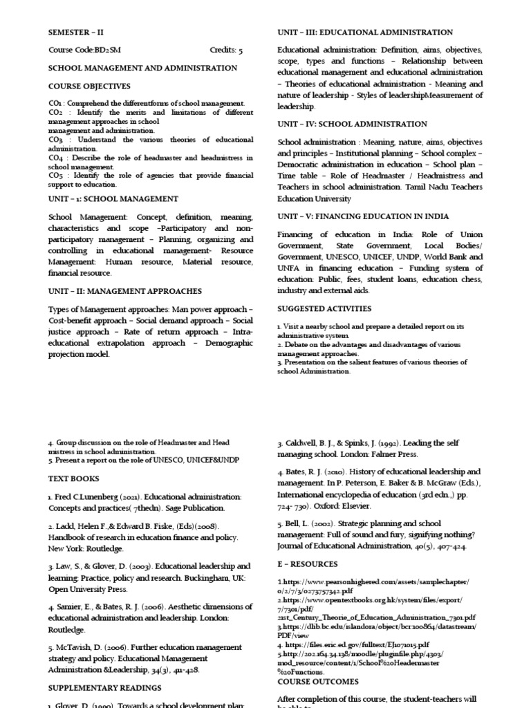 School Management and Administration Overview | PDF | Leadership