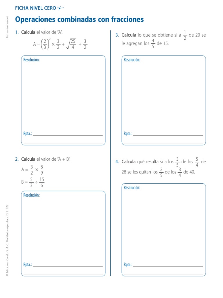 F0 - Operaciones Combinadas Con Fracciones | PDF
