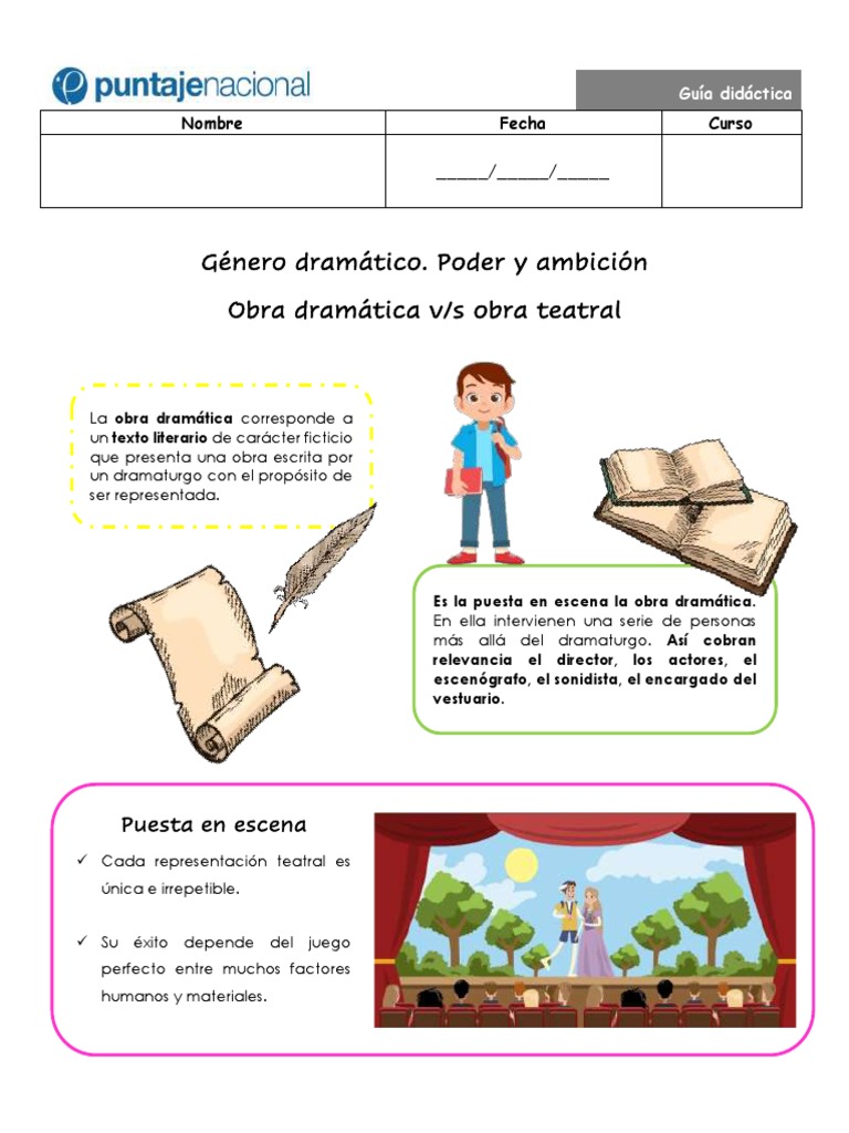 Actividad Didactica Obra Dramatica V S Obra Teatral | PDF | Teatro