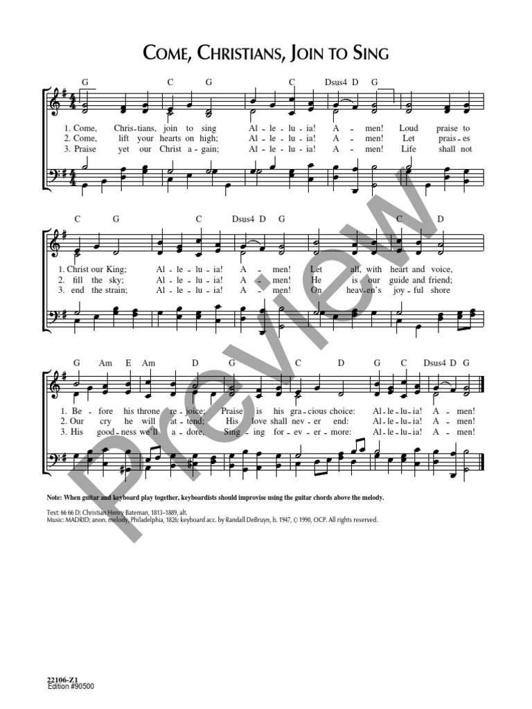 Come Christians Join To Sing - Alt | PDF | Performing Arts | Elements ...
