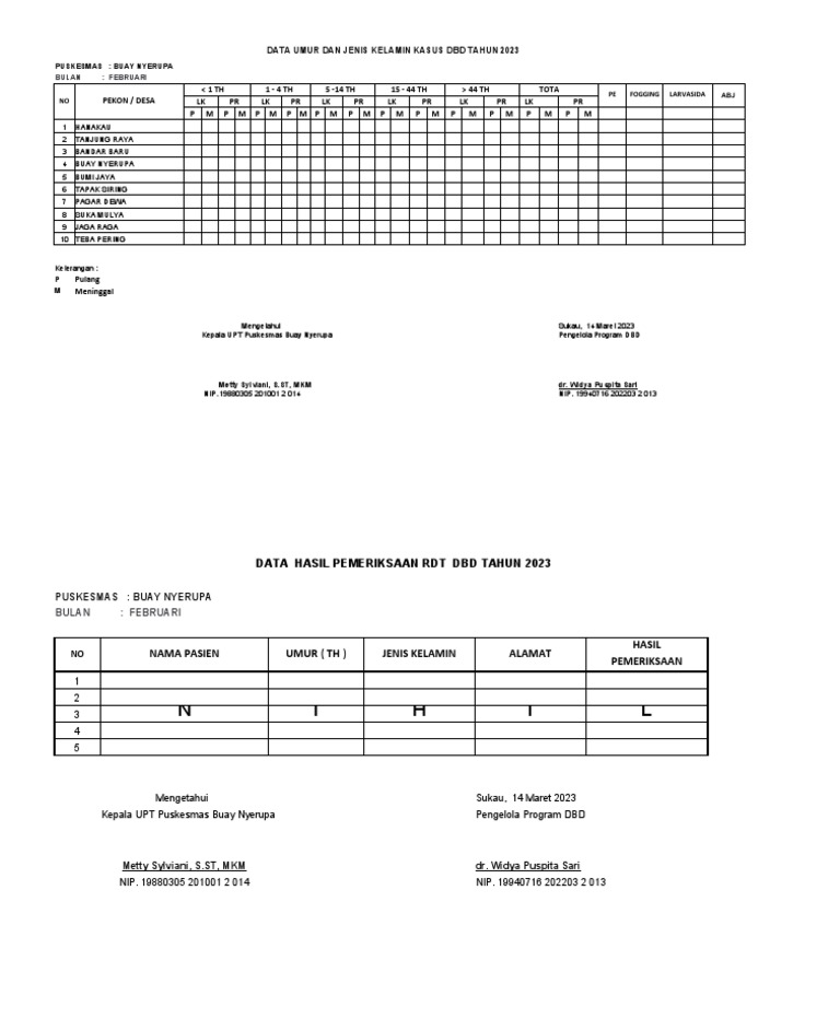 Laporan DBD B.nyerupa BLN 2 2023 | PDF