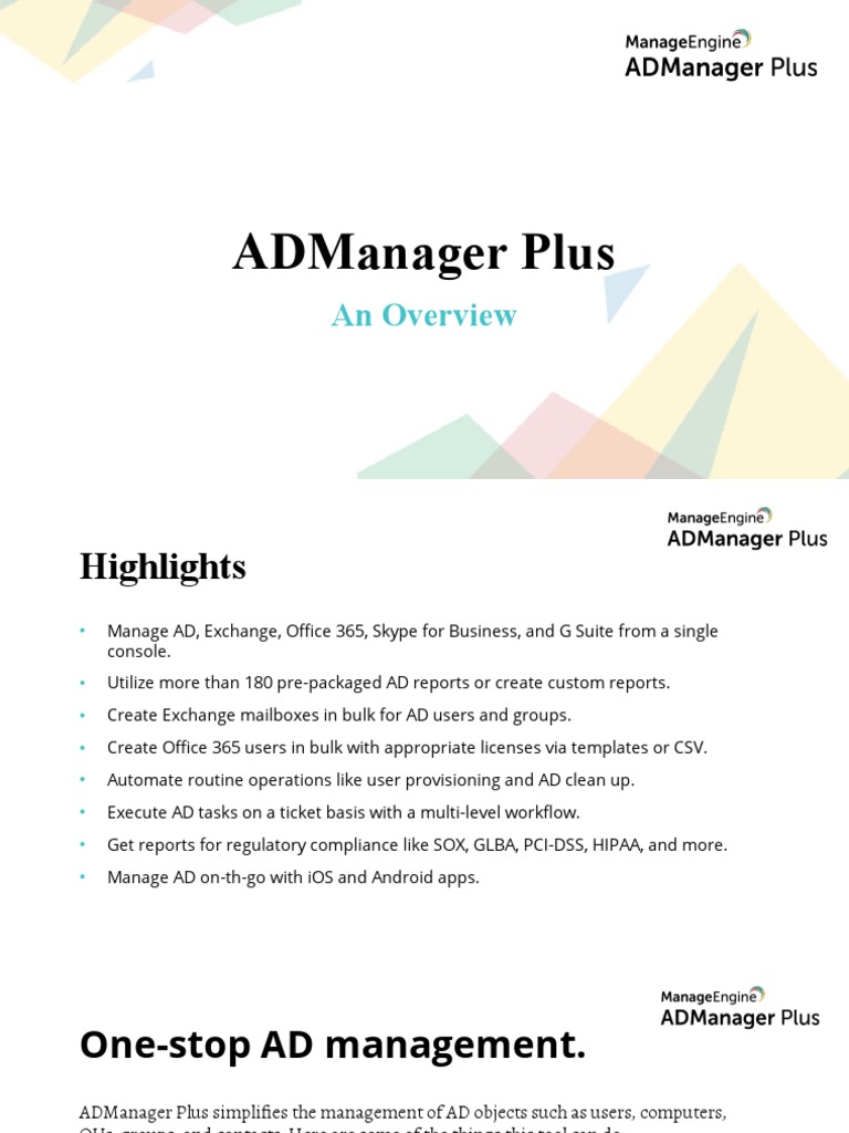 IT Admins' Guide to ADManager Plus | PDF | Backup | User (Computing)