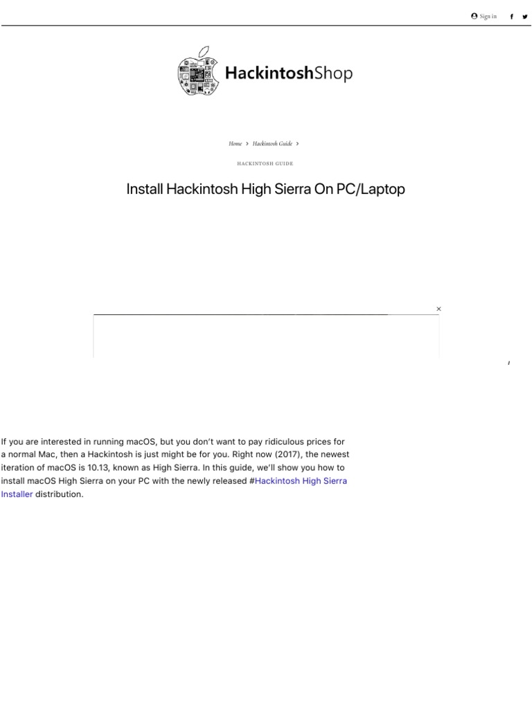 Install Hackintosh High Sierra On PC Laptop - Hackintosh Shop | PDF | Booting | Bios