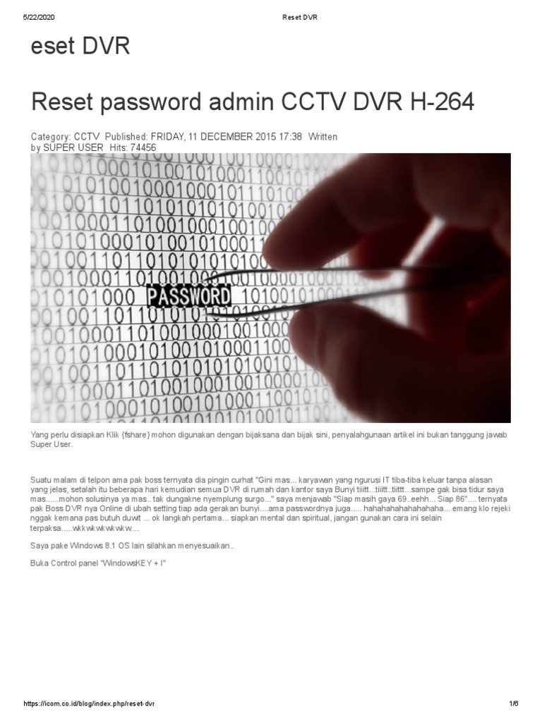 Reset DVR | PDF