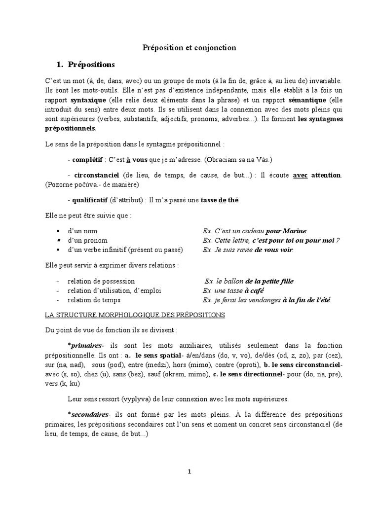 Preposition Et Conjonction | PDF | Clause | Adposition