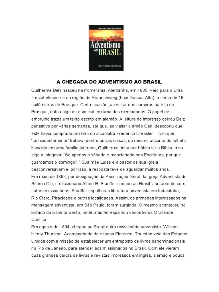 Adventismo no Brasil: História e Crescimento | PDF | Igreja Adventista ...