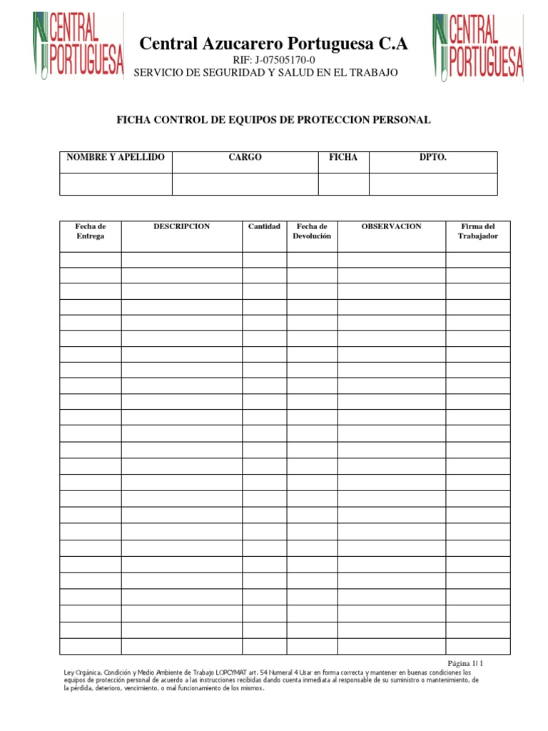 Formato Ficha de EPP | PDF