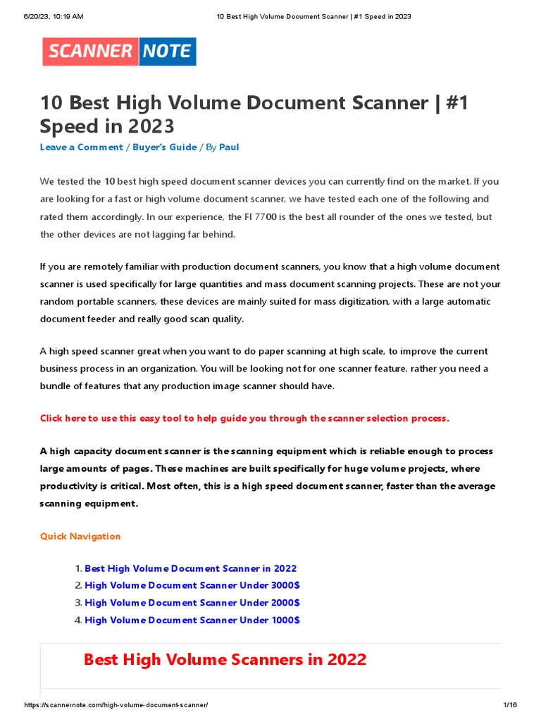 10 Best High Volume Document Scanner - #1 Speed in 2023 | PDF | Image ...