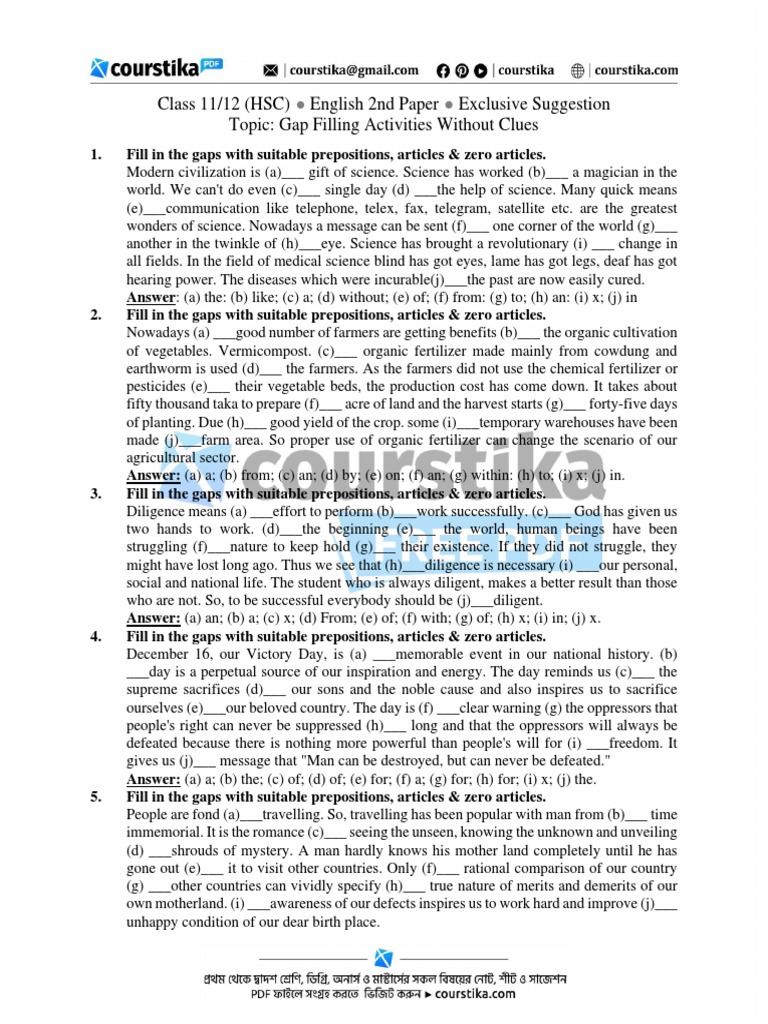 Gap Filling Activities Without Clues | PDF