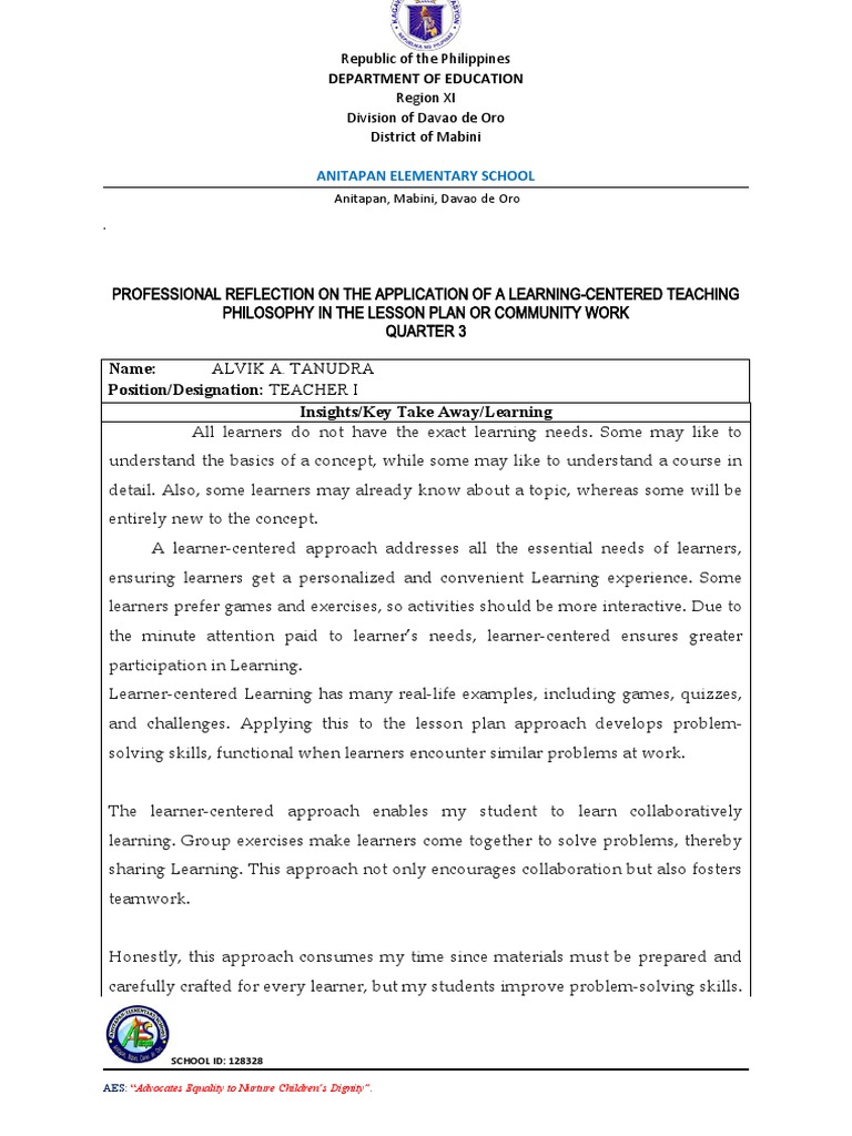 13 Reflection - Journal | PDF | Learning | Lesson Plan