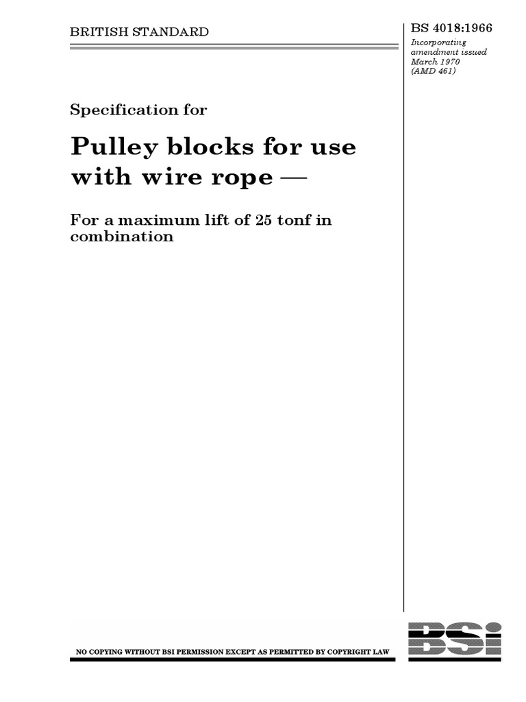 BS 4018 1966 Pulley Blocks | PDF | Screw | Steel