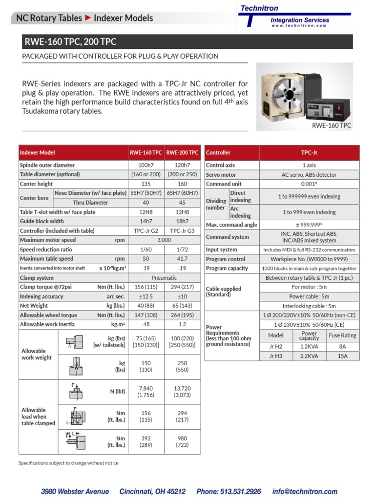 NC Rotary Tables with TPC Controller | PDF | Manufactured Goods | Machines