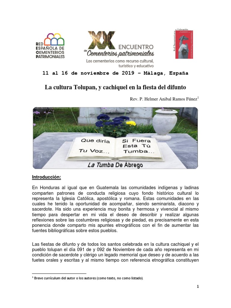 La Cultura Tolupan, y Cachiquel en La Fiesta Del Difunto: 11 Al 16 de ...