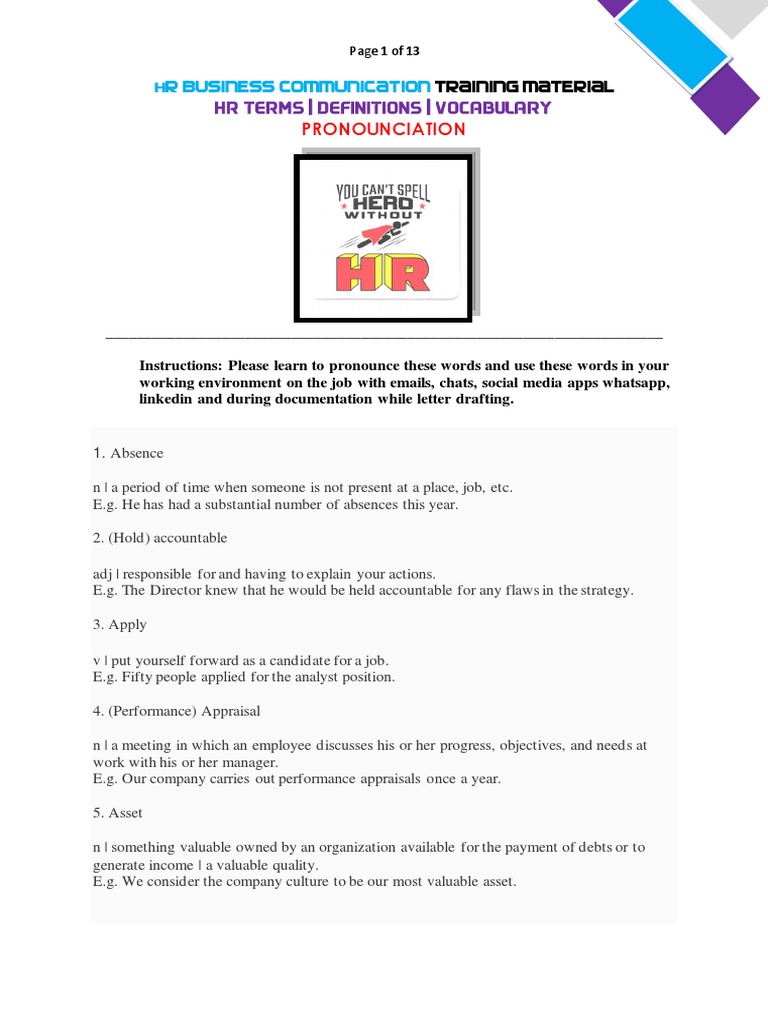 HR Corporate Terms and Definitions Training Manual | PDF | Salary | Employment