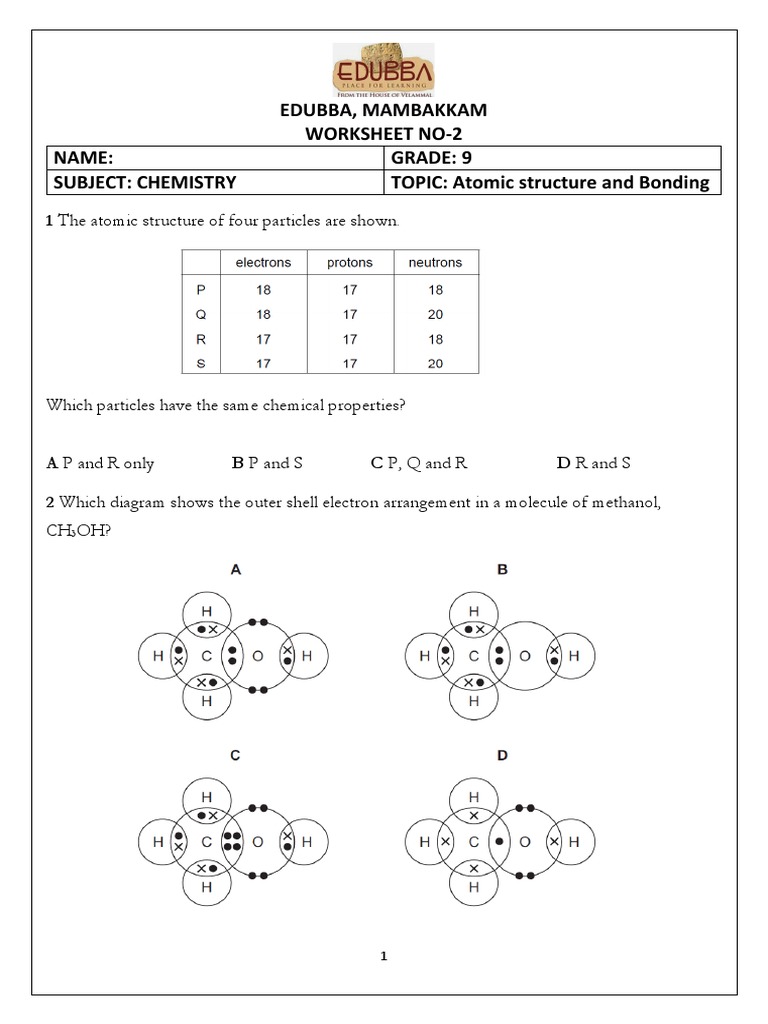 Work Sheet - 2 Grade 9 | PDF | Ion | Chemical Bond Work Sheet - 2 Grade 9 | PDF | Ion | Chemical Bond