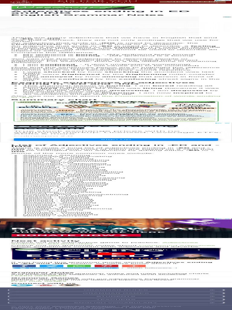Adjectives Ending in ED and ING in English List | PDF | English Grammar | English Language