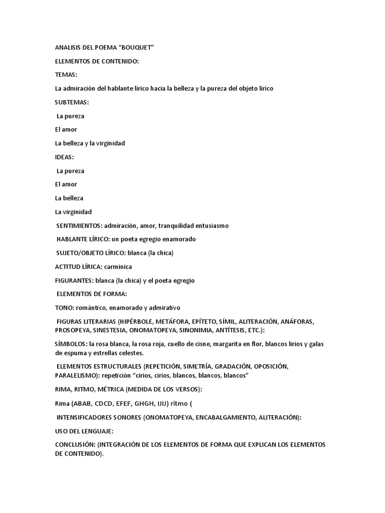 Analisis Del Poema | PDF | Poesía