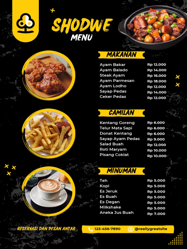 Coklat Dan Hitam Menu Resto Daftar Penjualan Makanan Poster | PDF