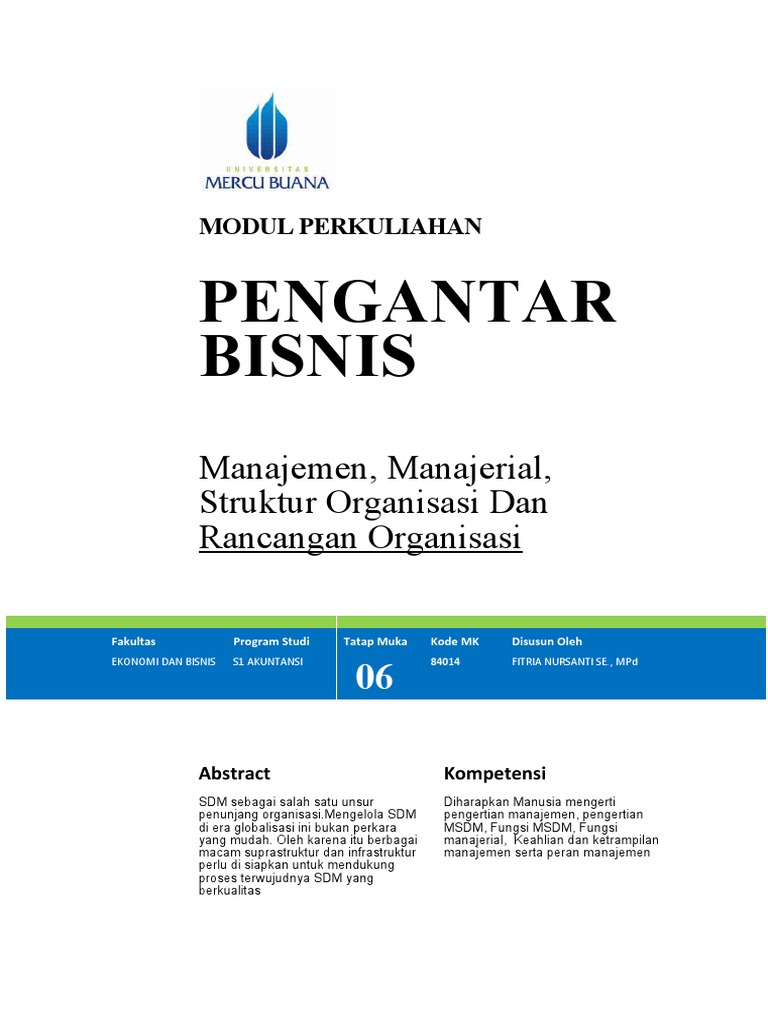 TM 6 Pengantar Manajemen Dan Bisnis Revisi Akt 2020 | PDF