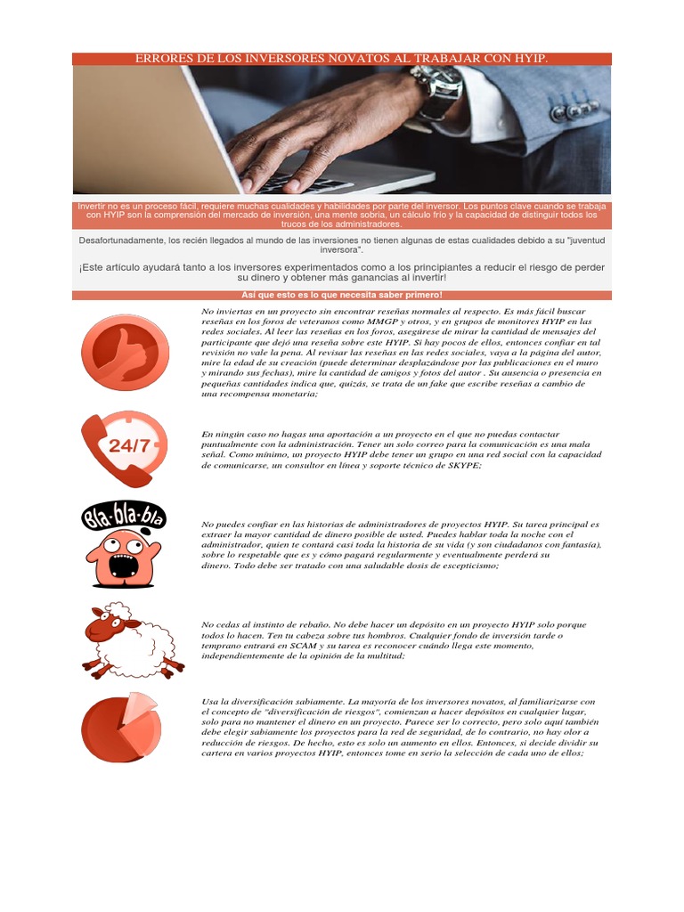 Errores de Los Inversores Novatos Al Trabajar Con Hyip | PDF | Inversiones | Dinero