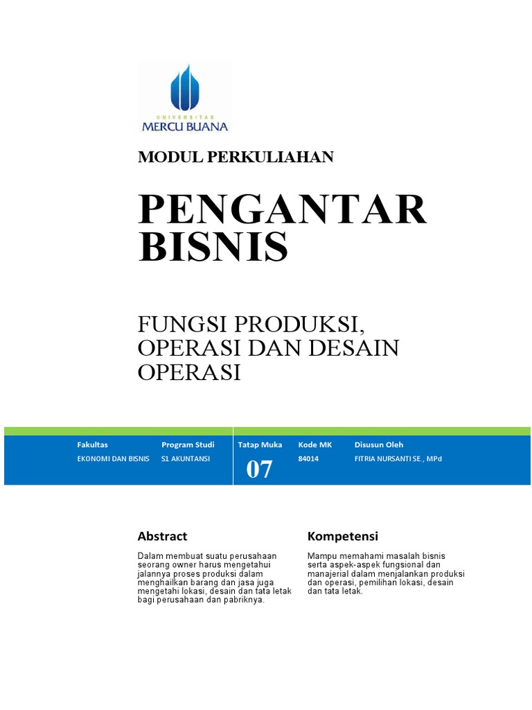TM 7 Fitria Pengantar Manajemen Dan Bisnis Revisi Modul 2020 | PDF