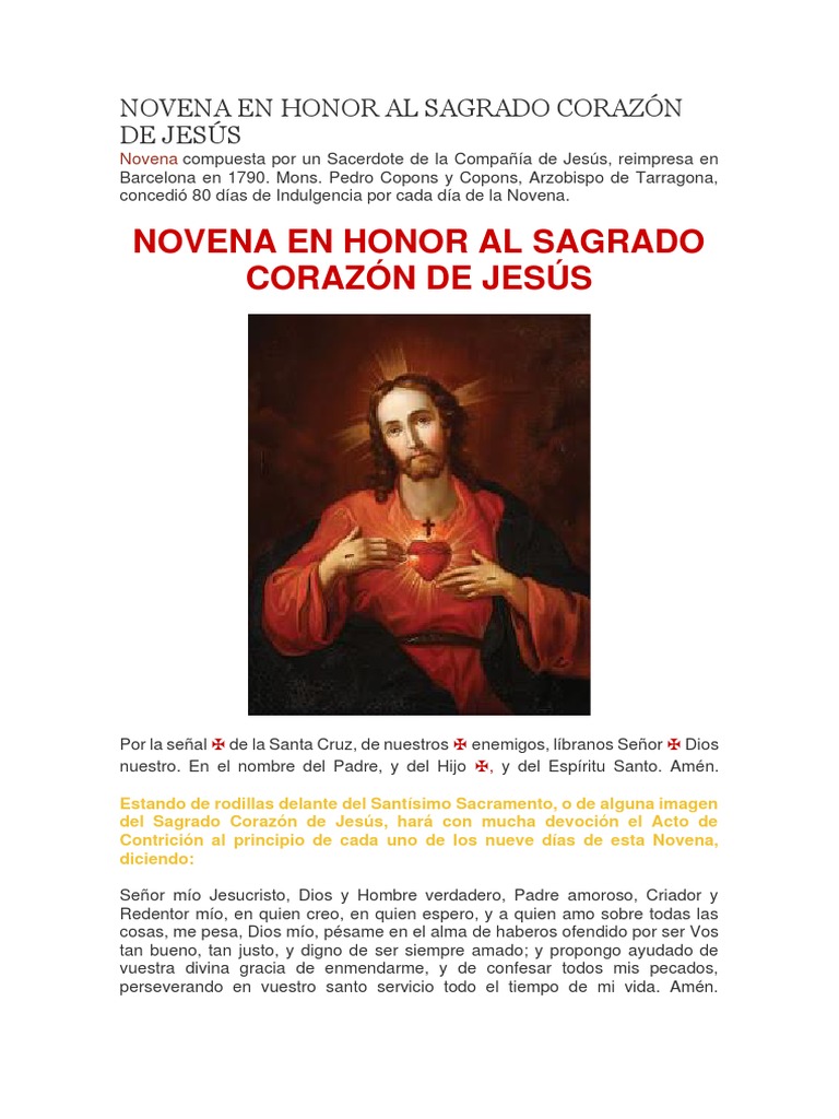 Novena Tradicional Al Sagrado Corazon de Jesus | PDF | orador del Señor ...