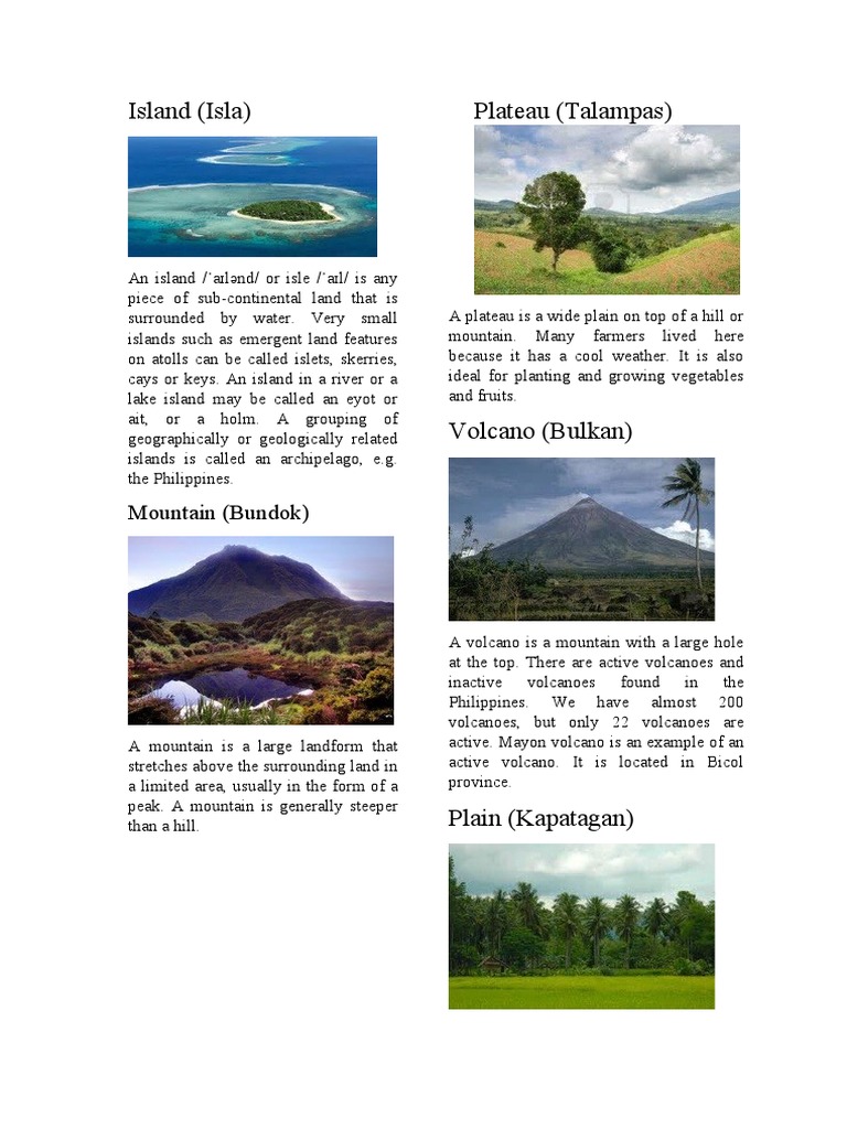 Island (Isla) Plateau (Talampas) : Mountain (Bundok) | PDF | Island ...