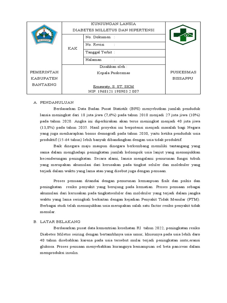 Kunjungan Lansia Diabetes dan Hipertensi | PDF