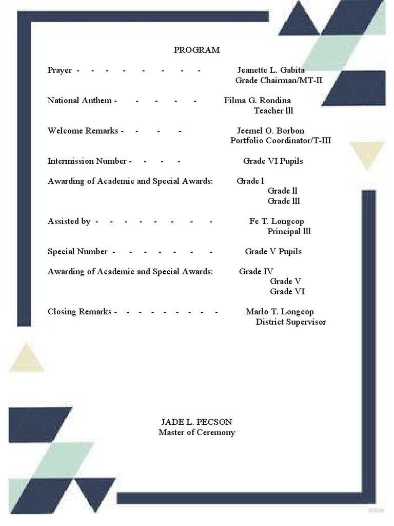 School Awards Ceremony Program | PDF