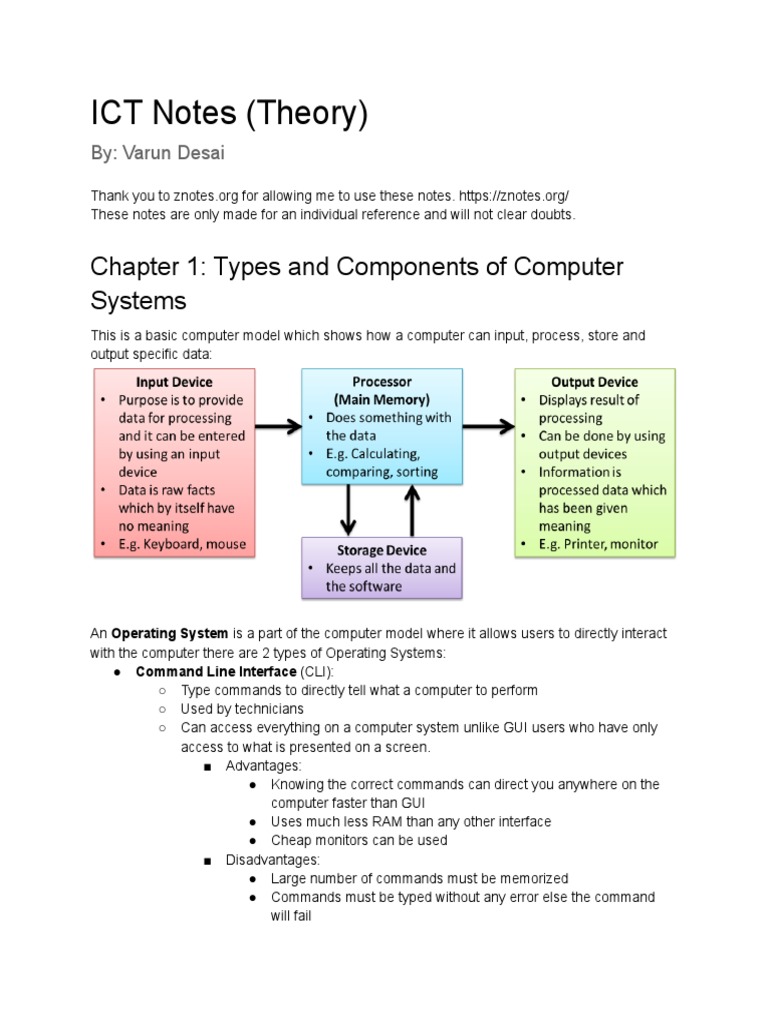ICT Notes (Theory) | PDF | Printer (Computing) | Computer Network ICT Notes (Theory) | PDF | Printer (Computing) | Computer Network