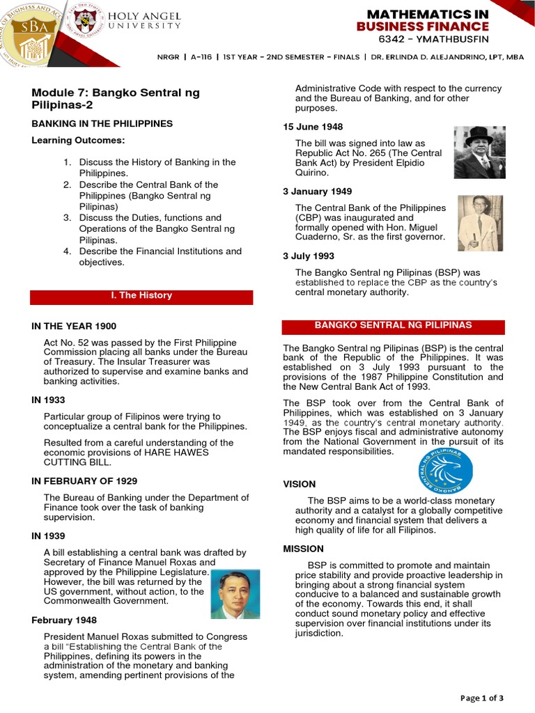 1 Module 7 Bangko Sentral NG Pilipinas-2 | PDF | Private Sector ...