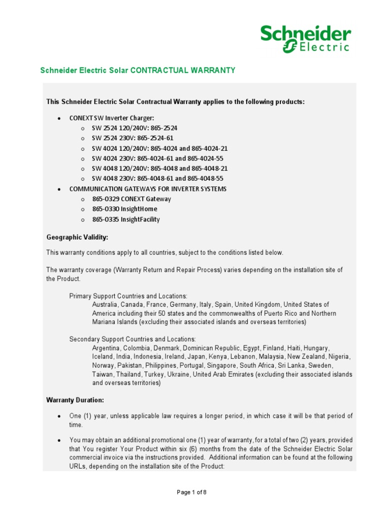 Conext SW Inverter-Charger SW 4024 120-240 2-Year-Contractual-Warranty ...