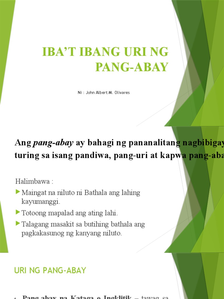 Iba't Ibang Uri NG Pang-Abay | PDF