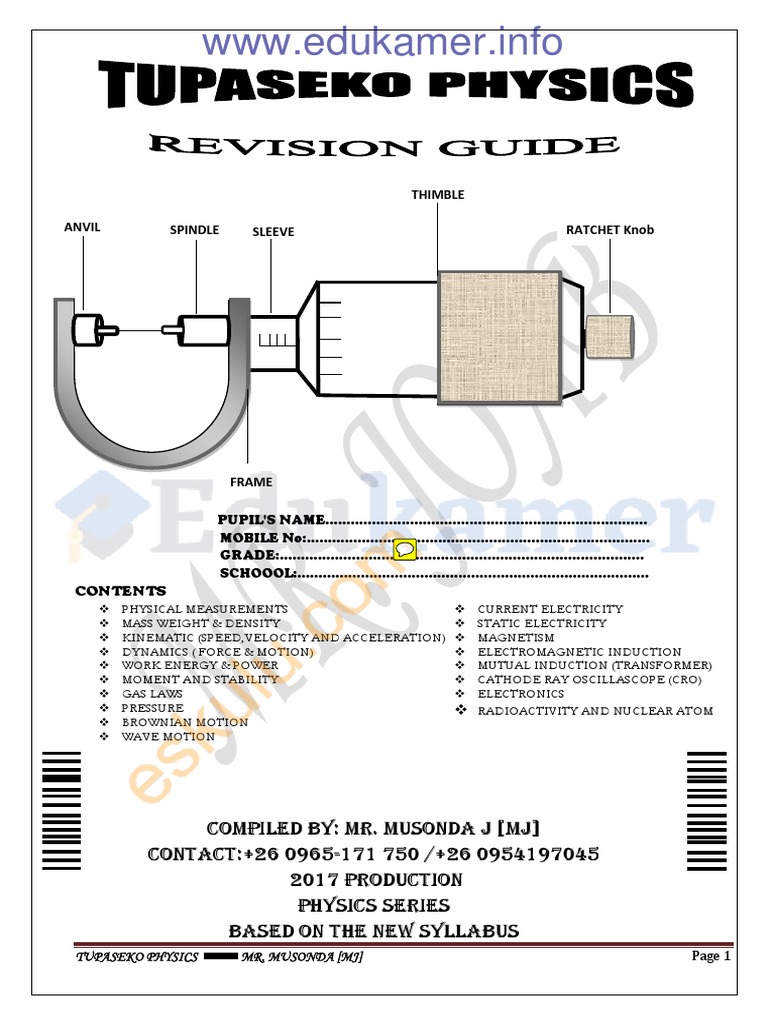 Grade 10 12 Physics Revision Guide | PDF | Force | Potential Energy