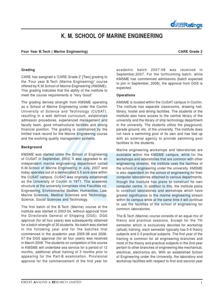 Marine Engineering Course Grading | PDF | Further Education | Curriculum