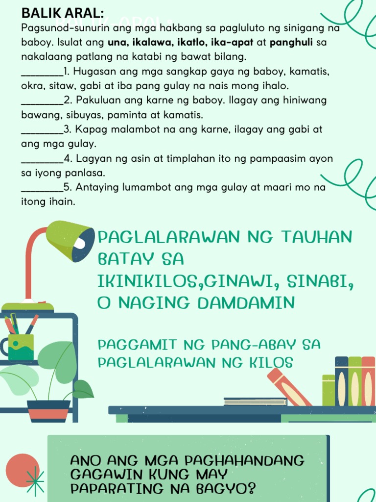 Paglalarawan NG Tauhan Batay Sa Ikinikilos, Ginawi, Sinabi, o Naging ... Paglalarawan NG Tauhan Batay Sa Ikinikilos, Ginawi, Sinabi, o Naging ...
