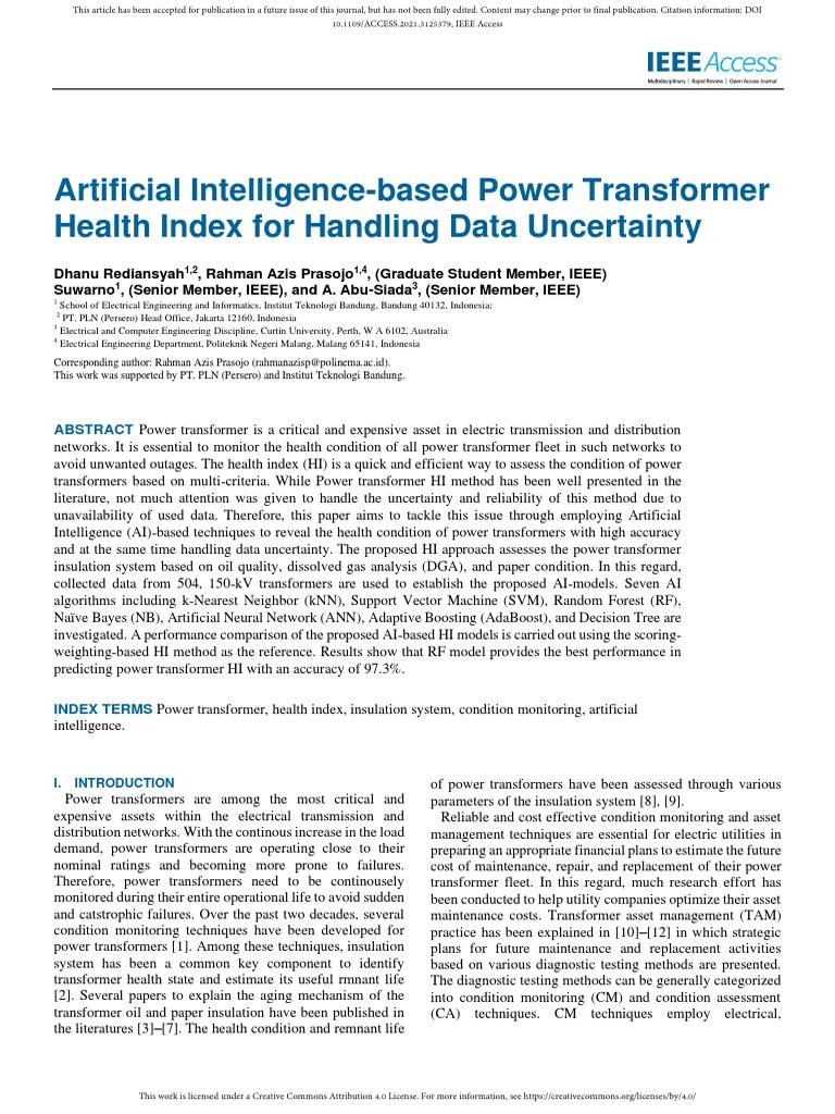Artificial Intelligence-Based Power Transformer He-1 | PDF | Artificial ...
