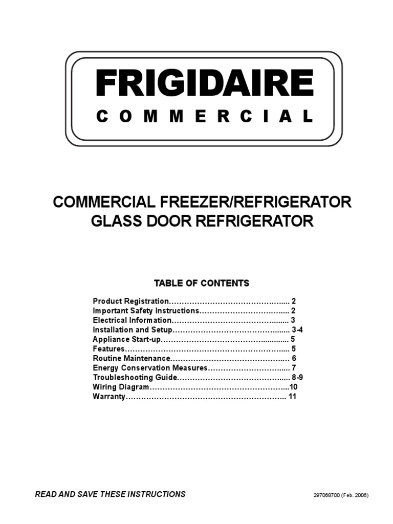 Frigidaire Freezer Refrigerator Glass Door Refrigerator Manual de ...