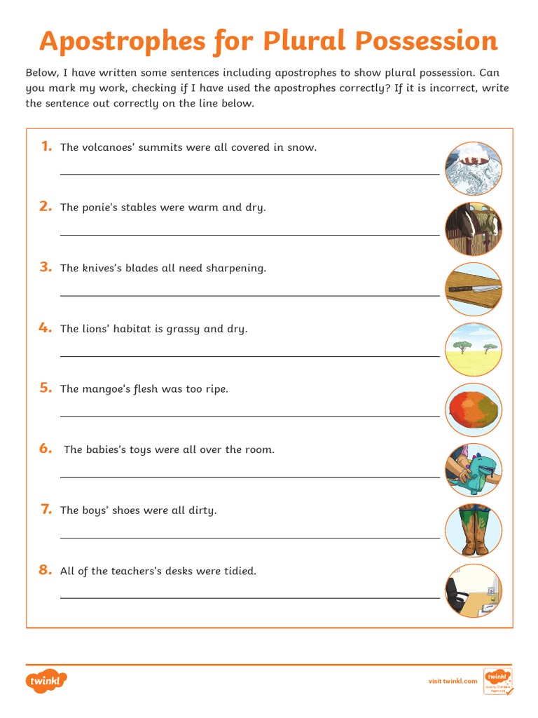 Apostrophes for Plural Possession Guide | PDF