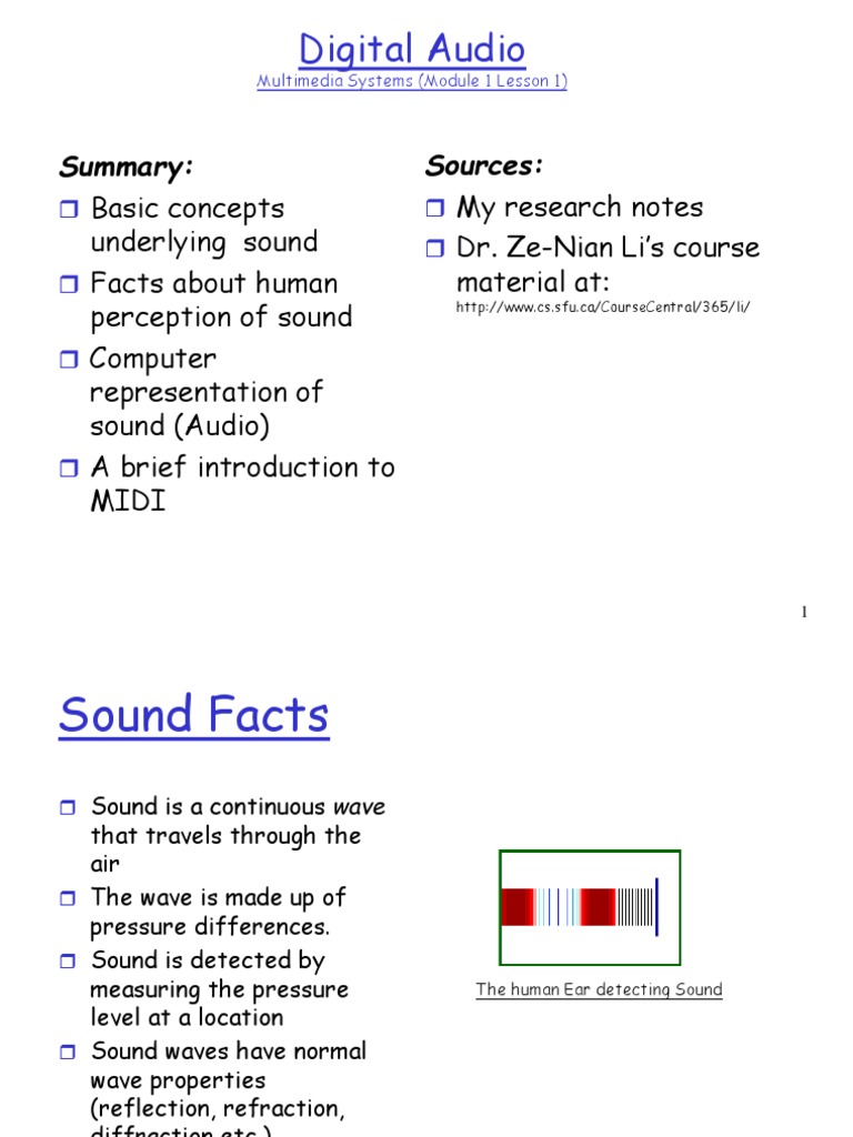 Lecture 11 Sound Notes | PDF | Sampling (Signal Processing) | Sound
