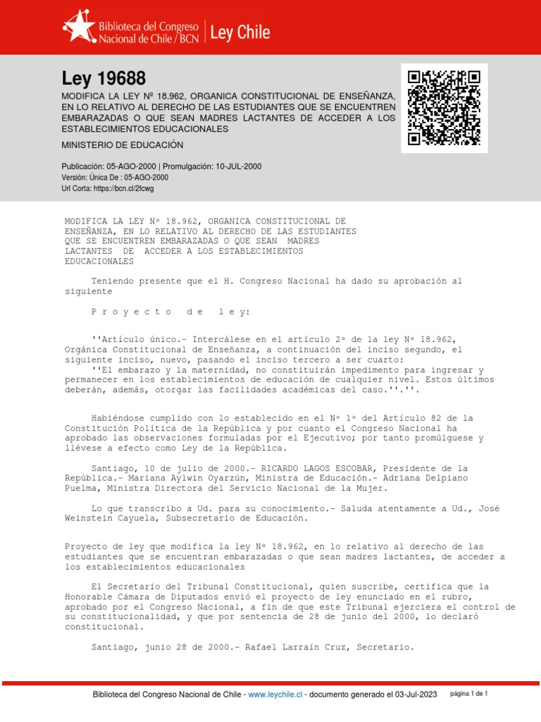Ley 19688 - 05 Ago 2000 | PDF | Gobierno | Justicia