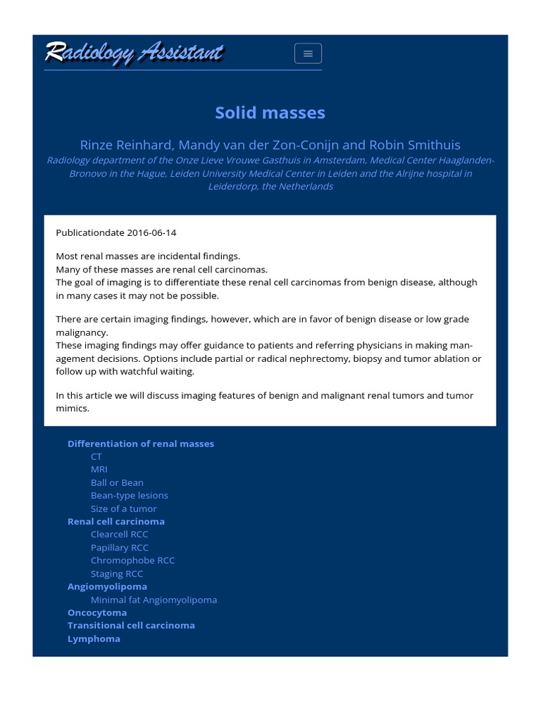 The Radiology Assistant - Solid Masses | Download Free PDF | Clinical ...