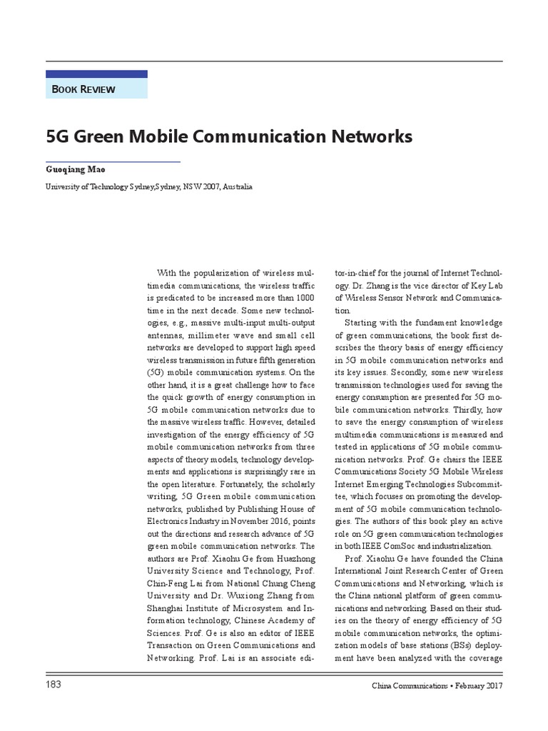 5G Green Communication Networks - at | PDF | System On A Chip | Computing