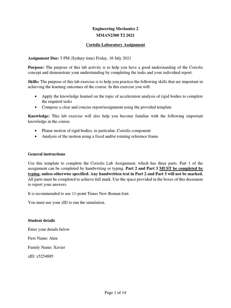 z5254895 Lab1 MMAN2300 | PDF | Acceleration | Velocity