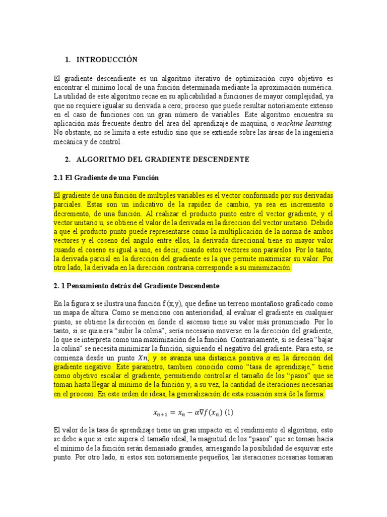 GRADIENTE DESCENDENTE | PDF | Degradado | Vector Euclidiano