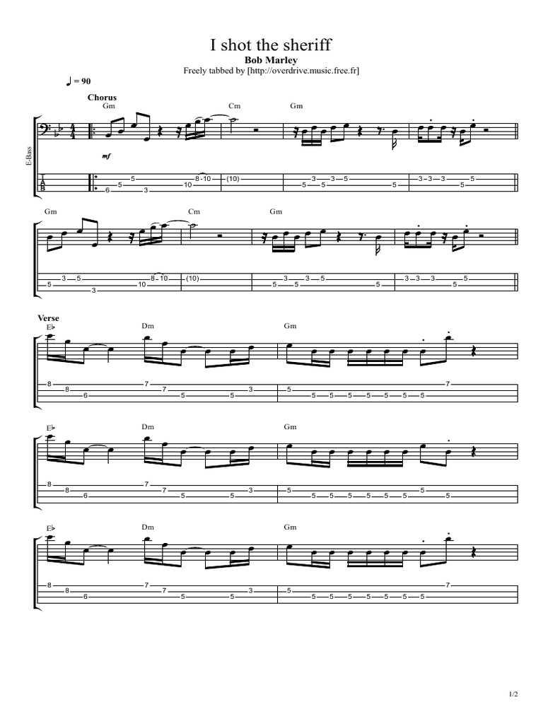 Bass Tabs for "I Shot the Sheriff" | PDF | Song Structure | Musical Forms