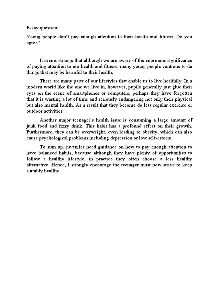 FCE - Essay - Young's Health Issue | PDF